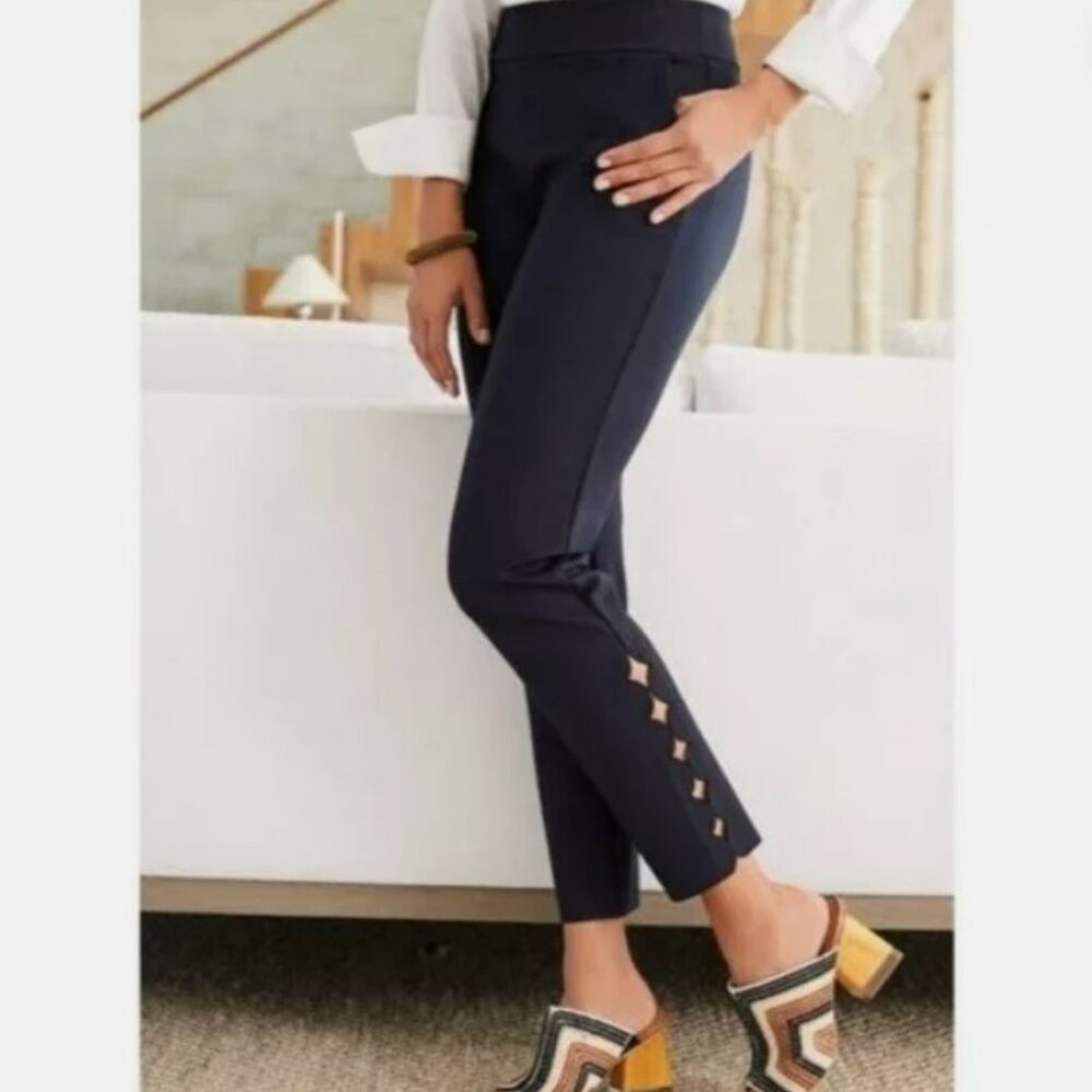 Soft Surroundings Sadie Scalloped Side Ankle Pants S - Gem